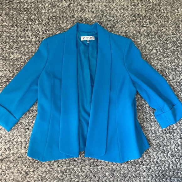 Kasper | Jackets & Coats | Kasper Blue Blazer Modern Collarless Design ...